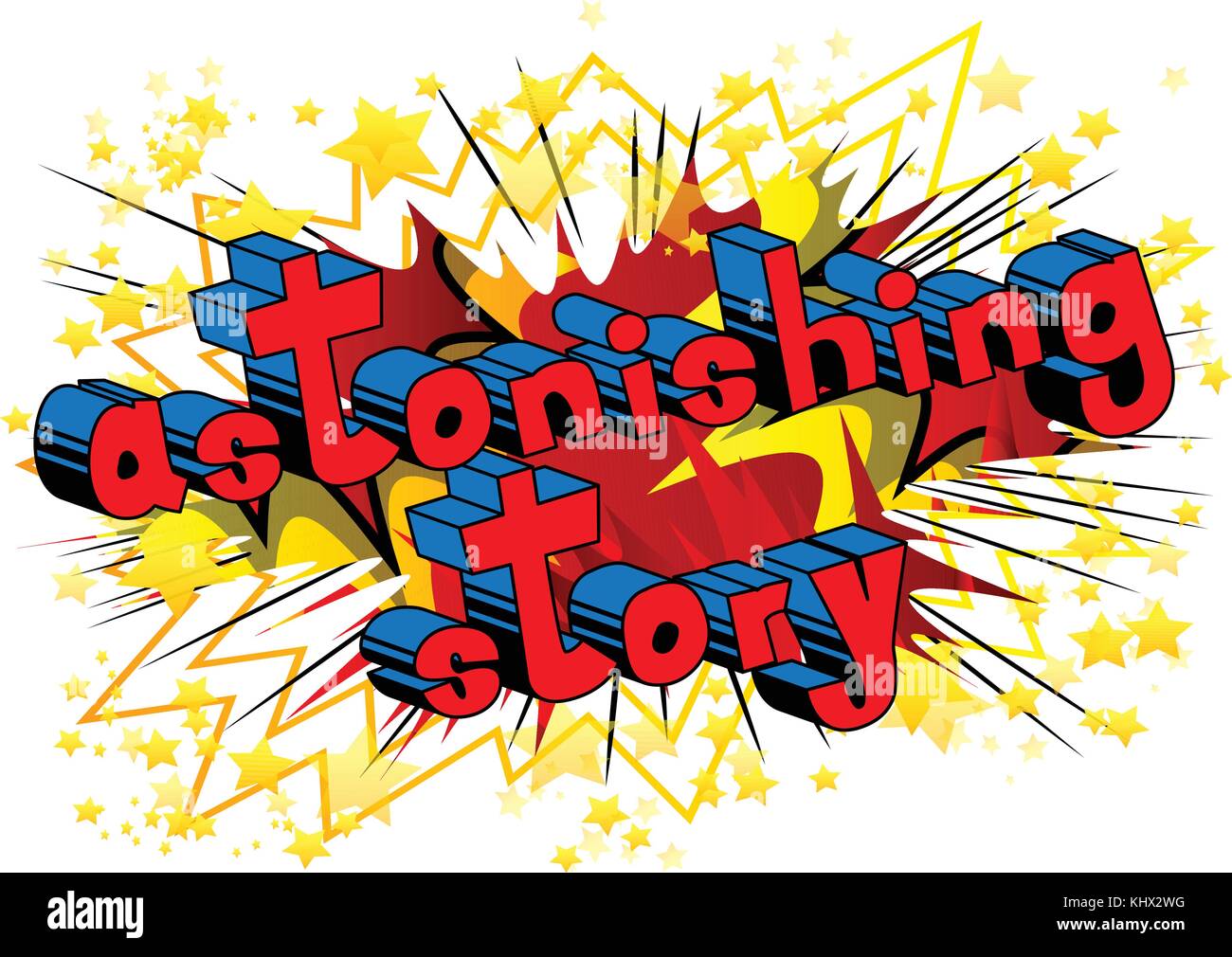 Astonishing Story - Comic book style word on abstract background Stock ...