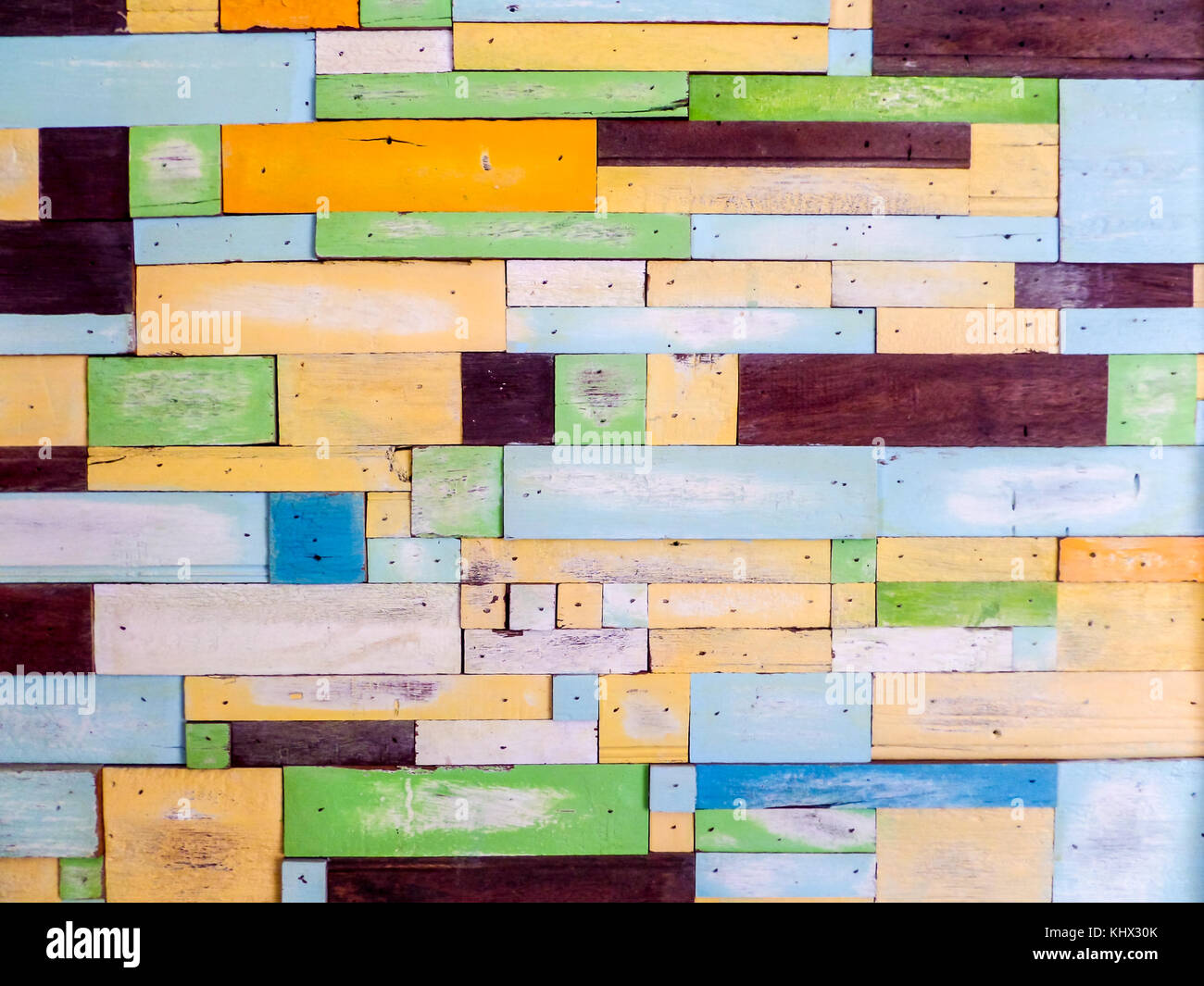 Wood pieces random fancy color on surface Stock Photo - Alamy