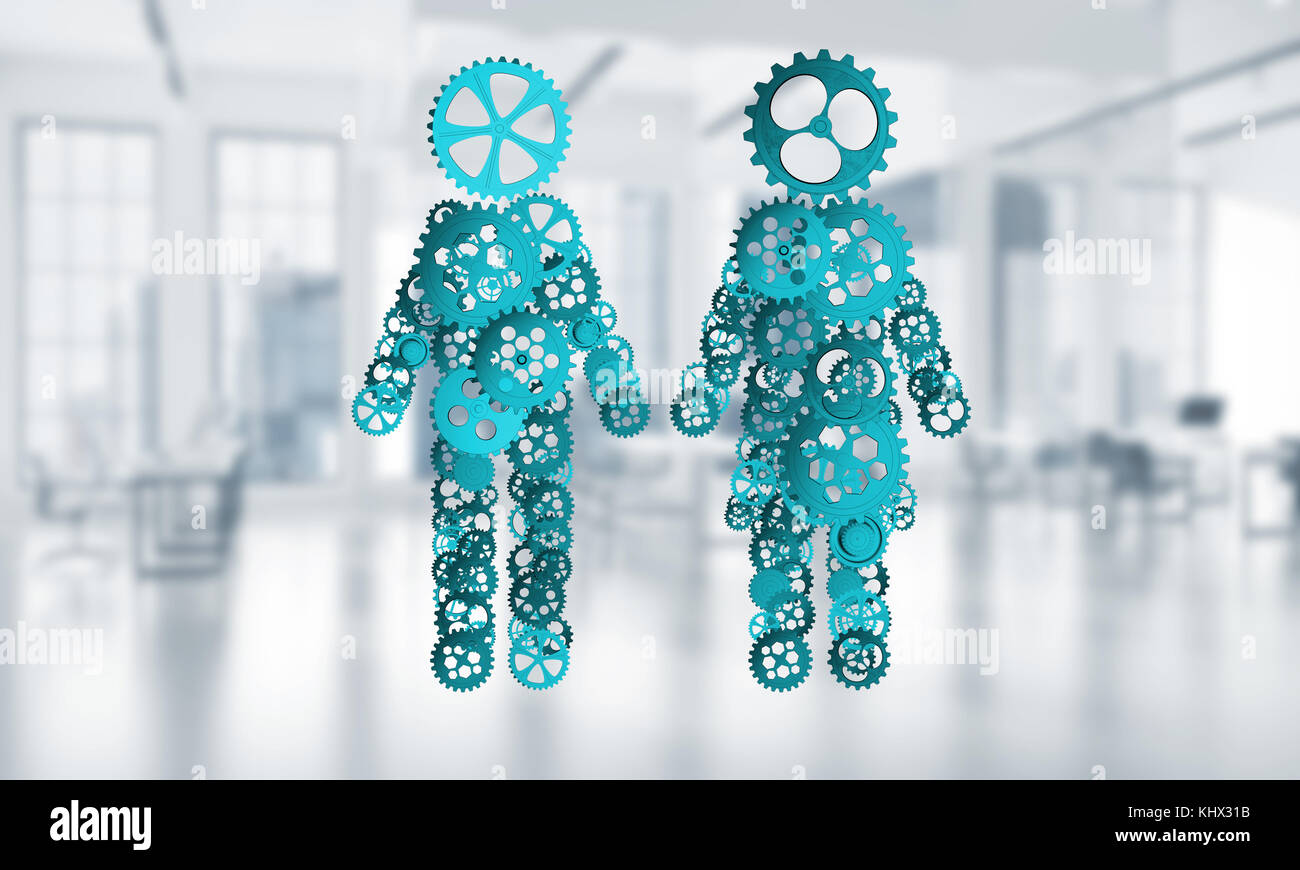 Concept of cooperation or maybe family with two figures presenting ...