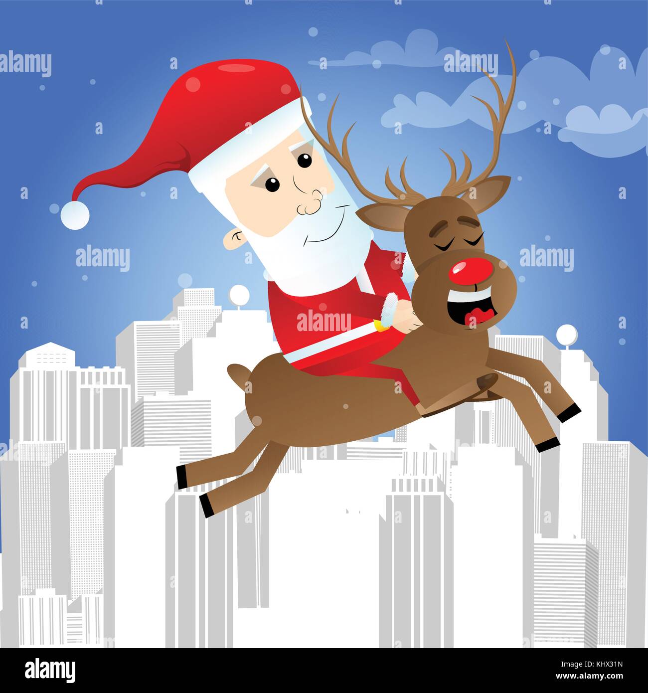 Riding a reindeer Stock Vector Images - Alamy