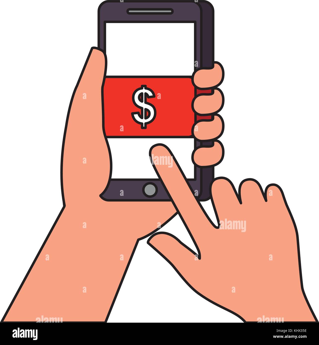 hand touch money screen button smartphone Stock Vector Image & Art - Alamy