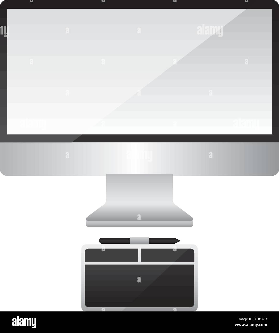 monitor computer graphic tablet design equipment Stock Vector Image ...