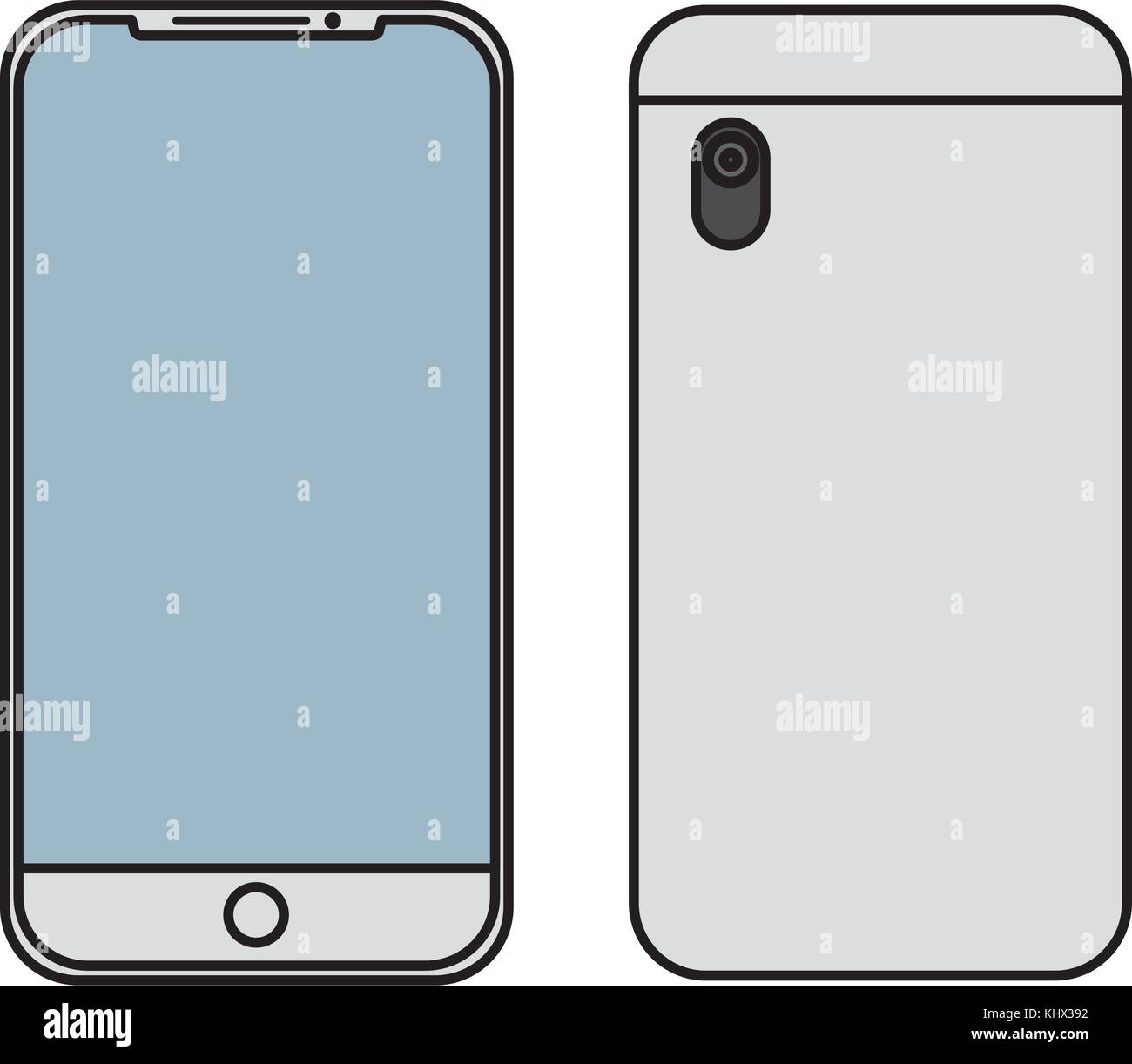 smartphone gadget didigtal front and back view design Stock Vector ...