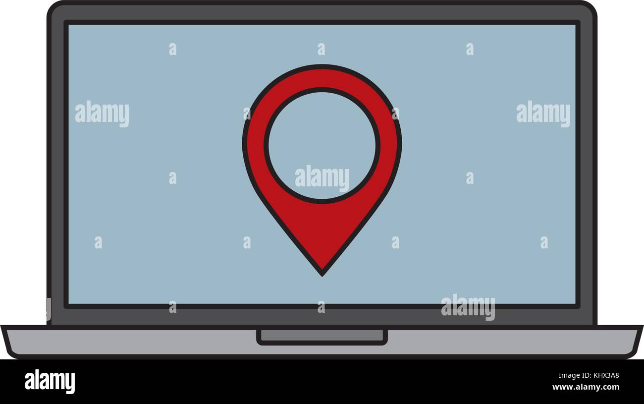 laptop pin map navigation device screen technology Stock Vector Image ...
