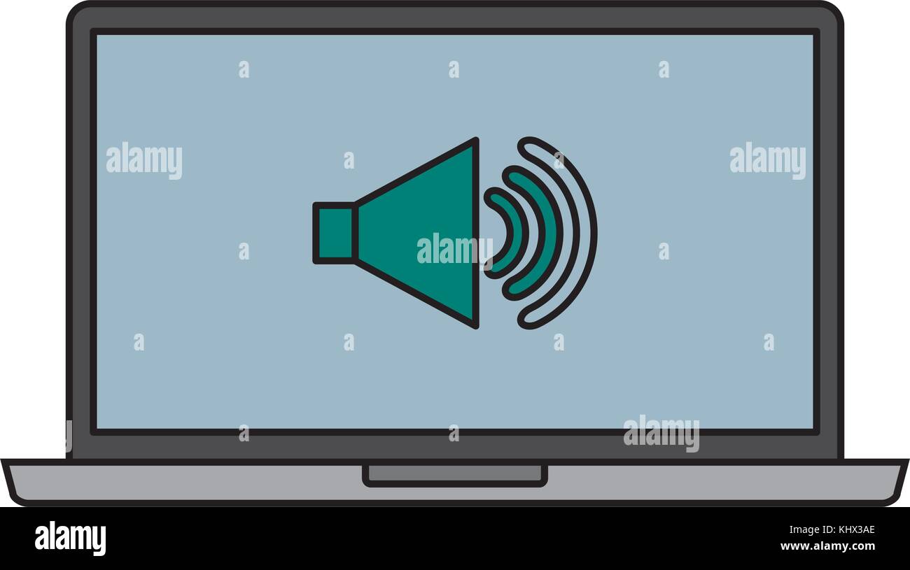laptop sound music device gadget screen Stock Vector Image & Art - Alamy