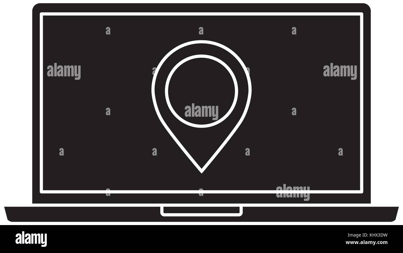 laptop pin map navigation device screen technology Stock Vector Image ...