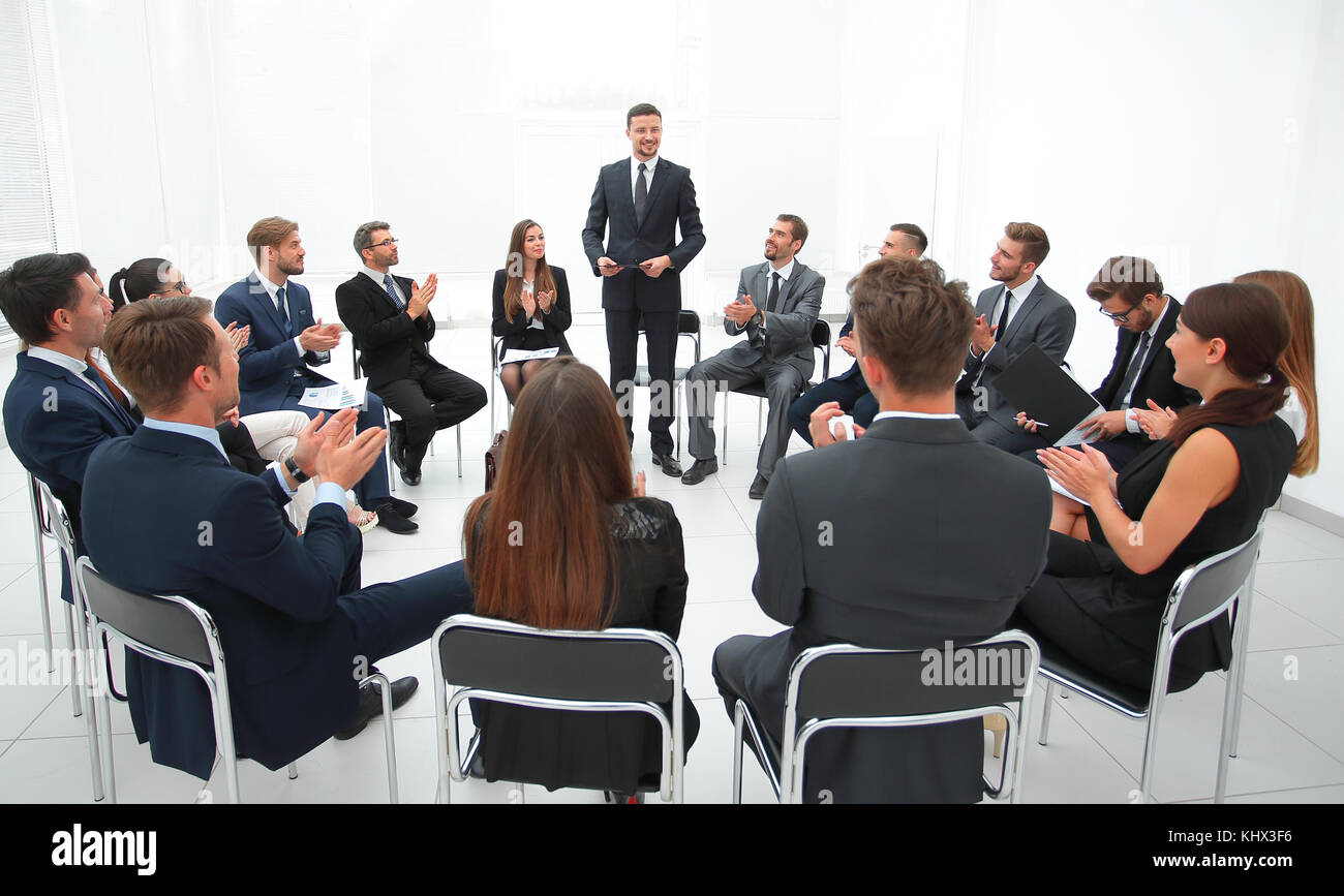 coach leads the session with the business team Stock Photo - Alamy
