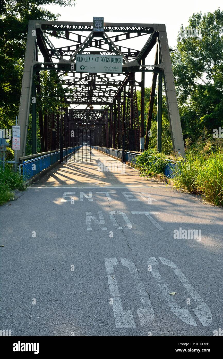 Old Chain of Rocks bridge on the Mississippi river, Granite City ...