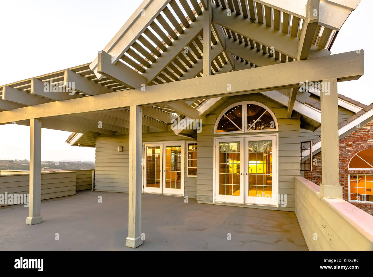 Balcony And Terrace of large deck at southern California home at golden ...