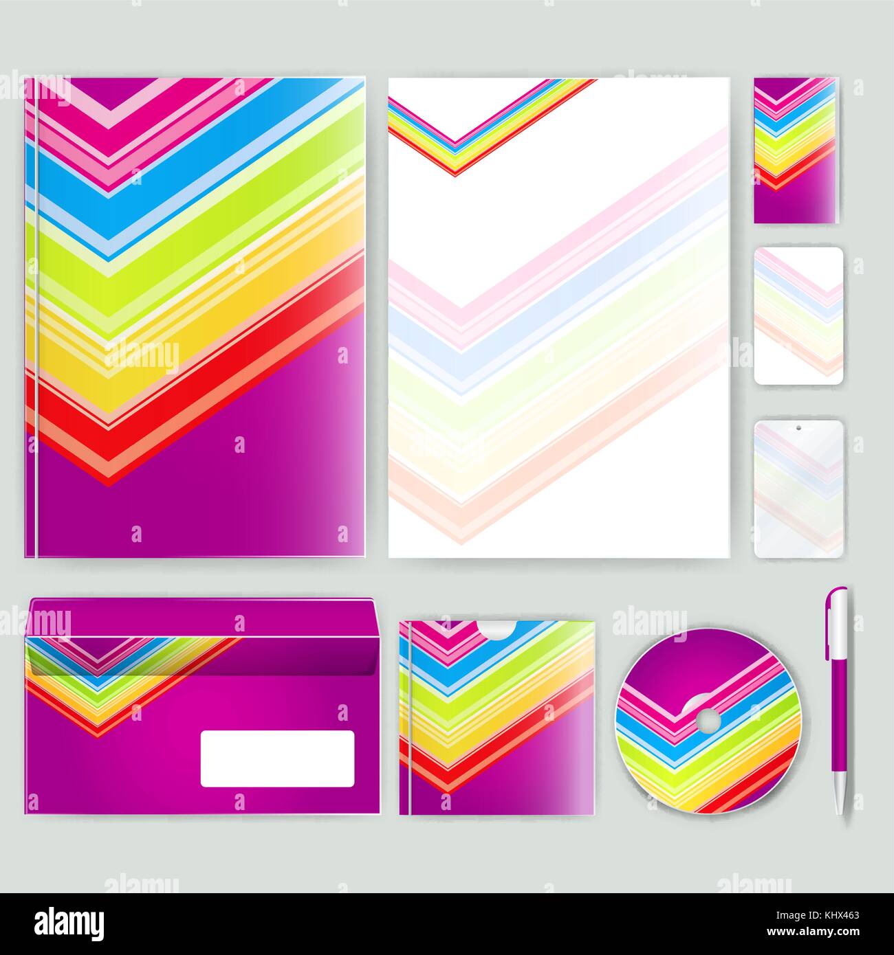 Corporate identity template with color elements. Vector company ...