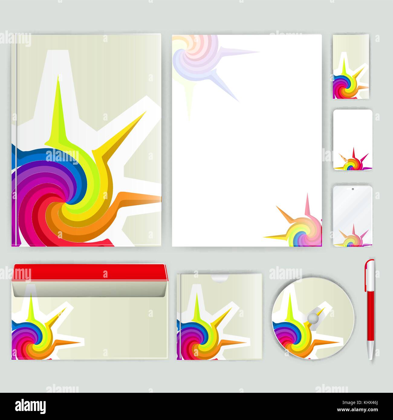 Corporate identity template with color elements. Vector company ...