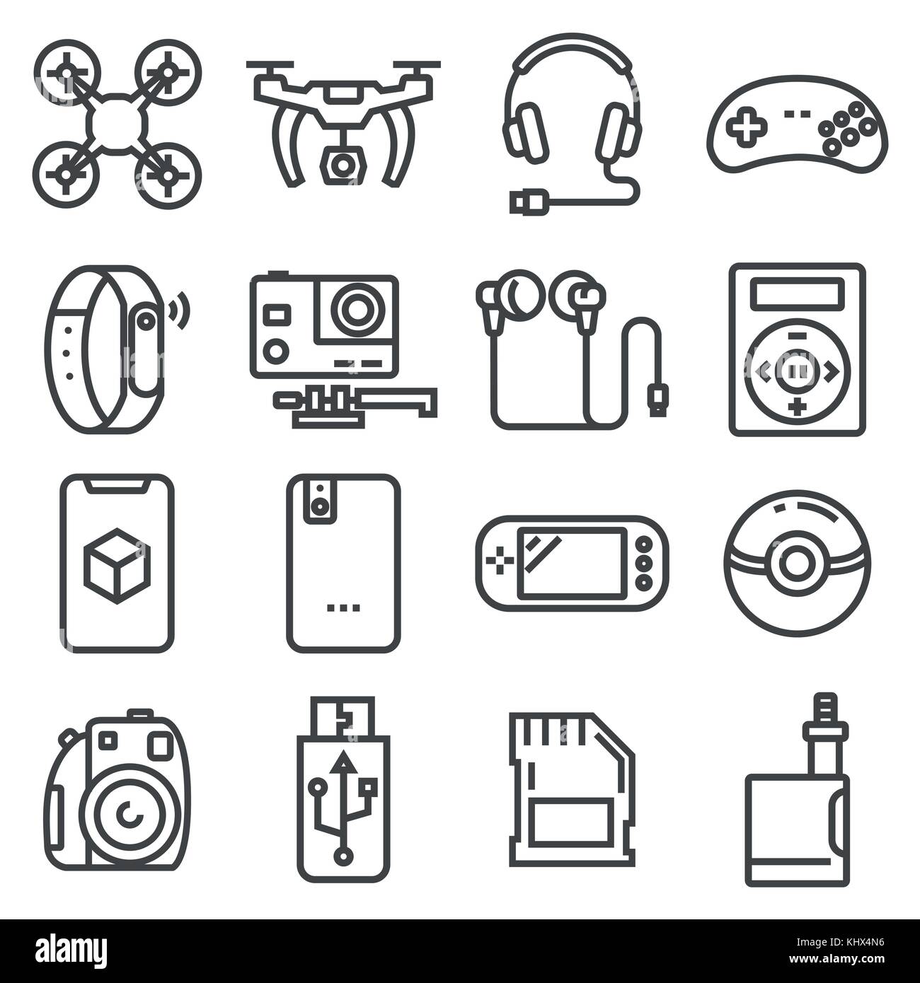 Vector line electronic devices on white background Stock Vector Image ...