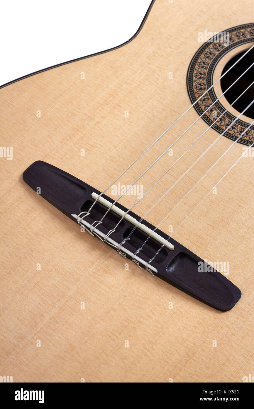 Acoustic guitar close up on white background Stock Photo - Alamy
