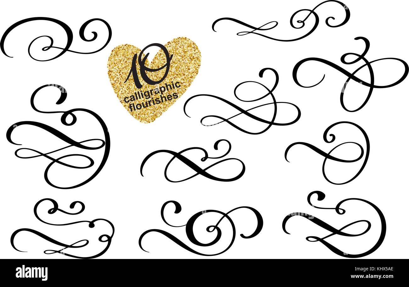 Vector set elegant curls swirls hi-res stock photography and images - Alamy