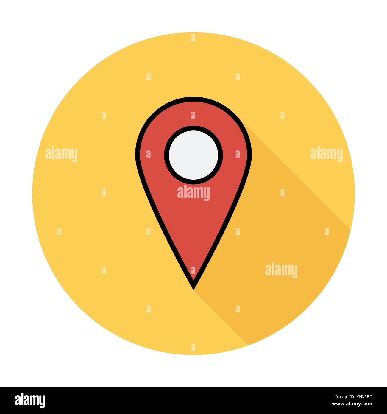 Map pointer. Single flat color icon on the circle. Vector illustration ...
