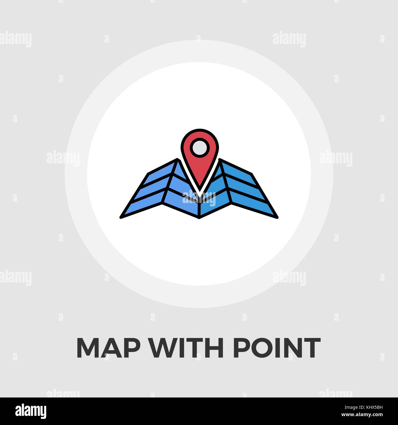 Map with point icon vector. Flat icon isolated on the white background ...