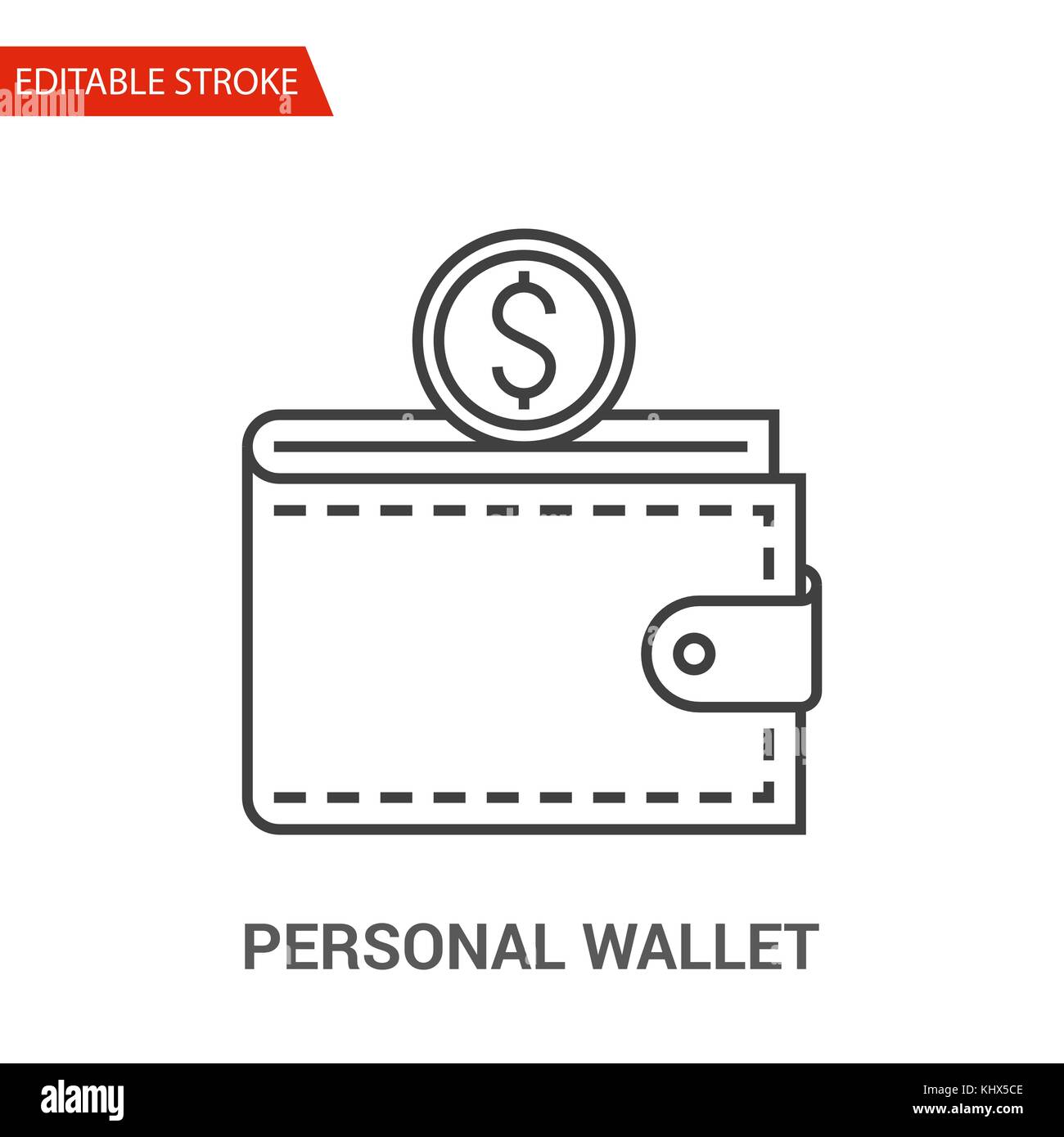 Personal Wallet Icon. Thin Line Vector Illustration. Adjust stroke ...