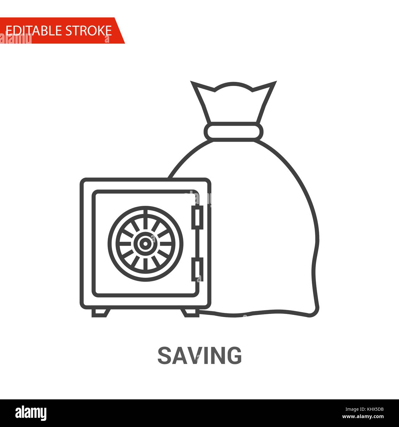 Saving Icon. Thin Line Vector Illustration. Adjust stroke weight ...