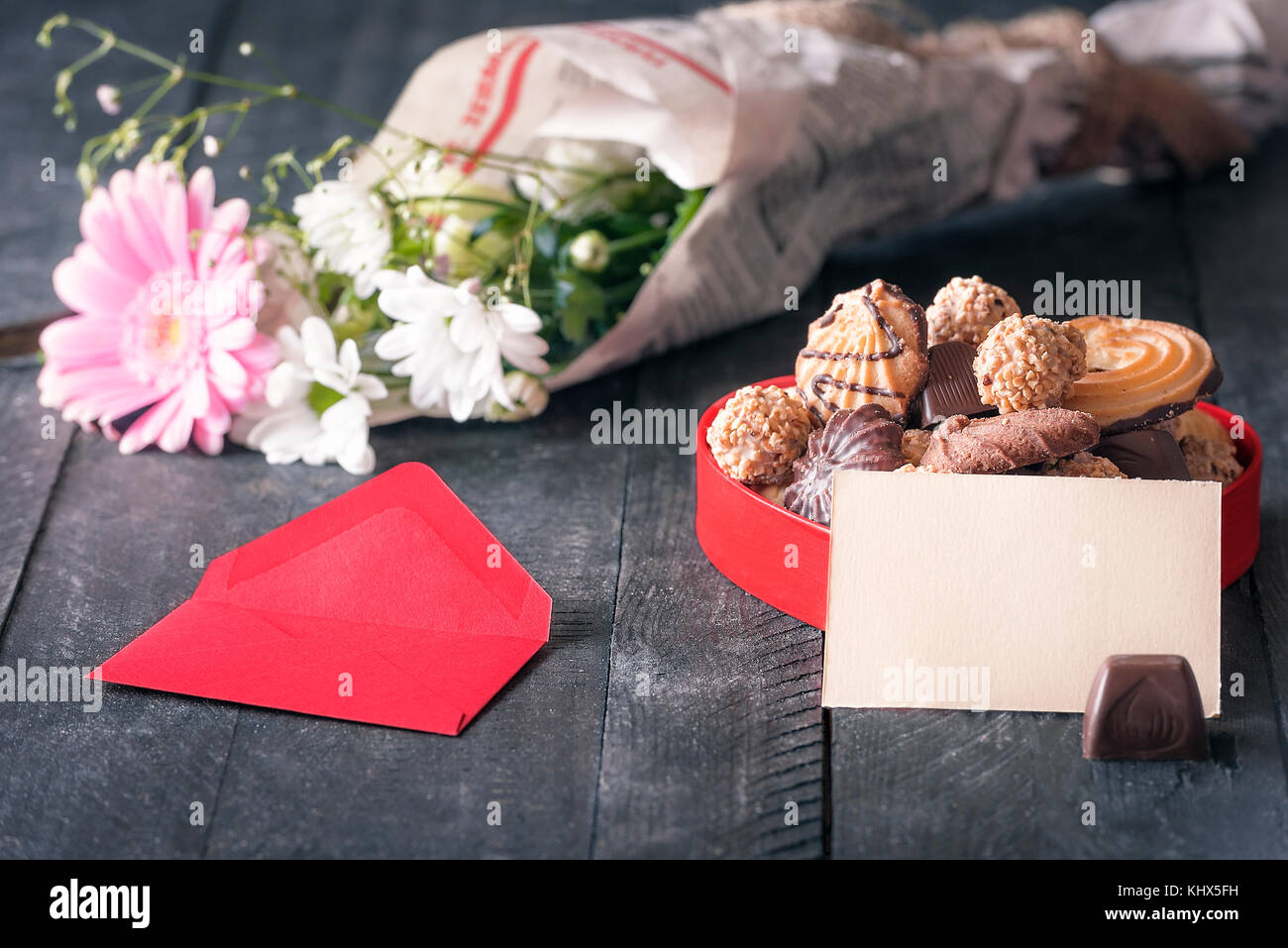 Congratulations theme image with a blank paper note leaned against a ...