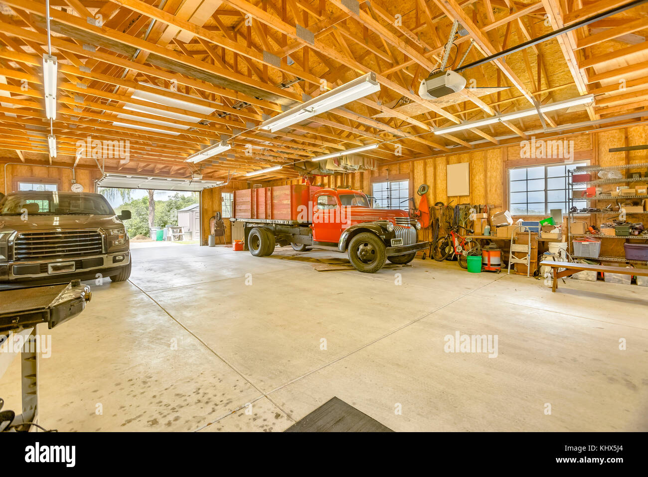 Workshop in Southern California home with a vaulted ceiling. Wide open ...