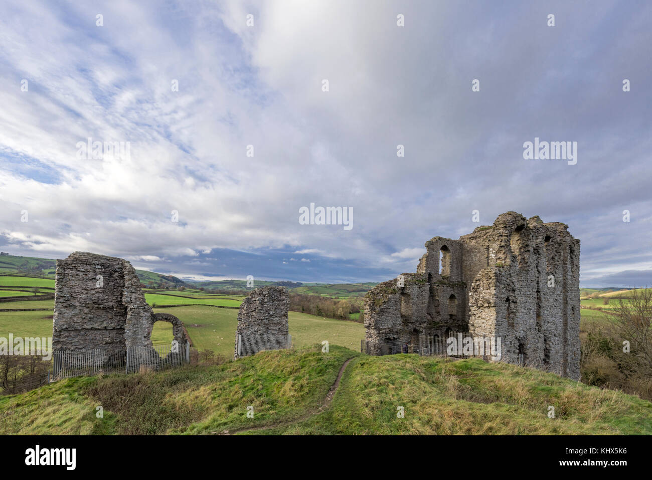 Clun Castle in autumn light, Clun, Shropshire, England, UK Stock Photo ...
