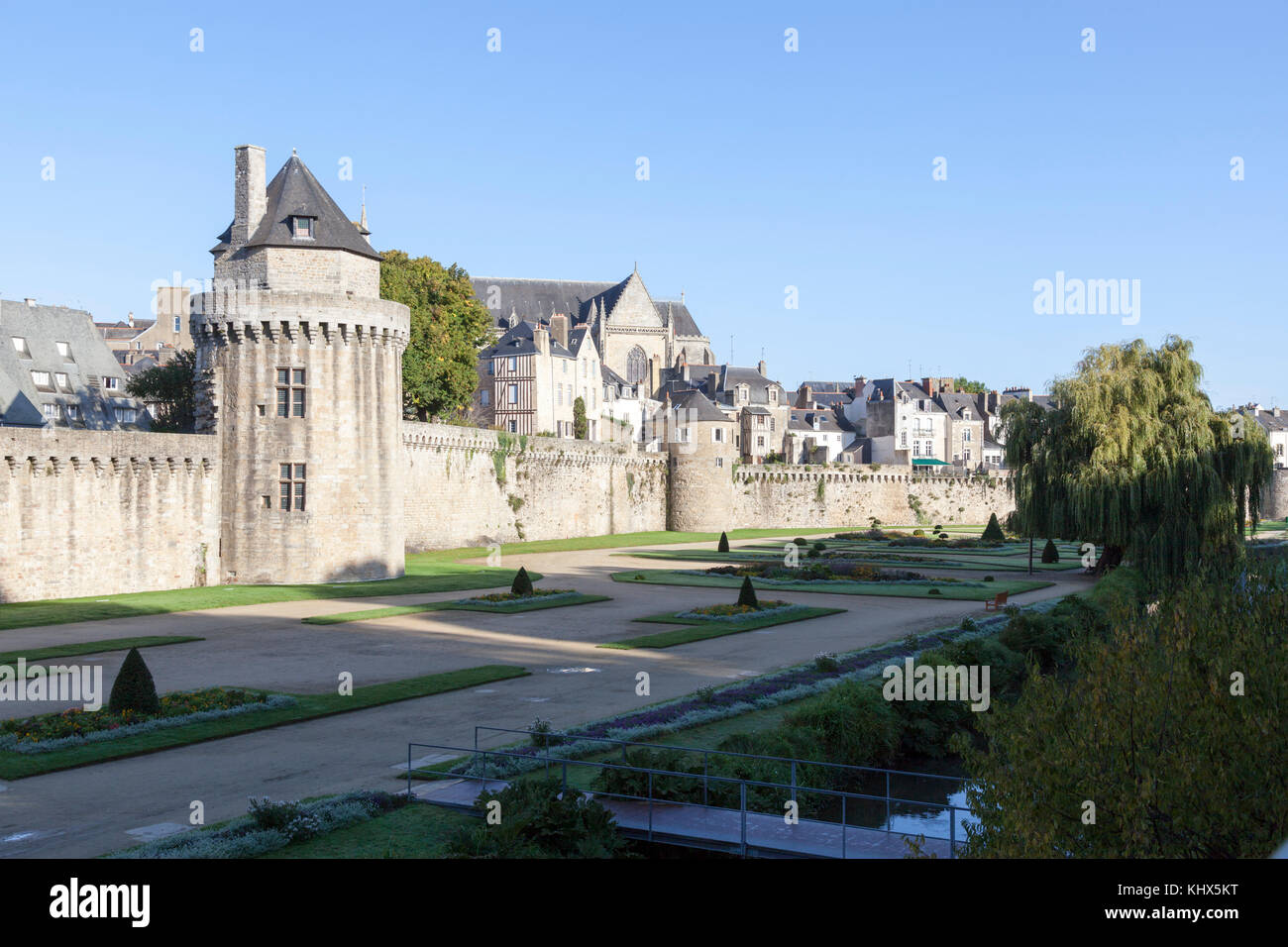 The ramparts of Vannes at drawing level with the Constable tower, the ...