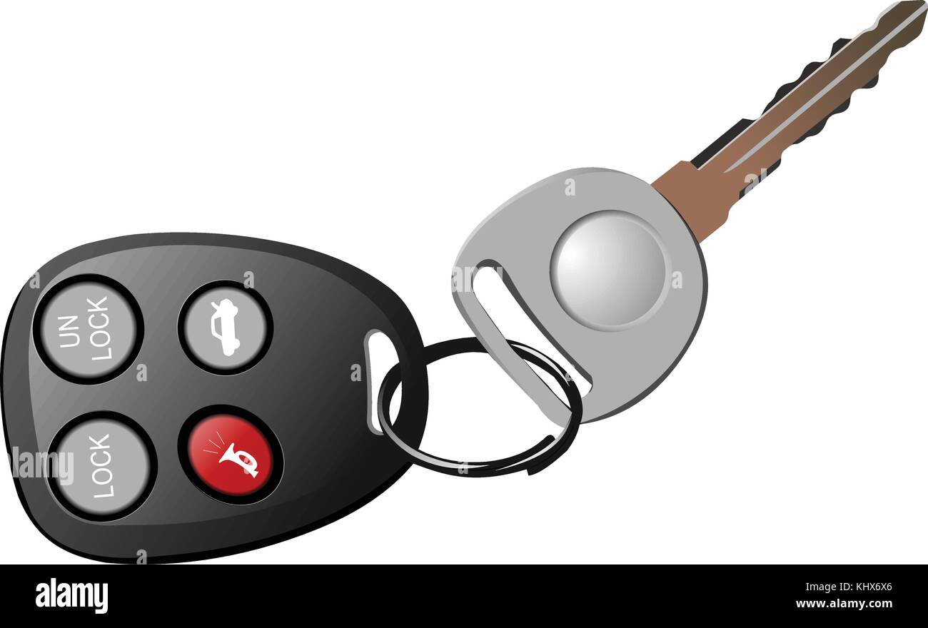 Car key with remote control isolated over white background Stock Vector ...