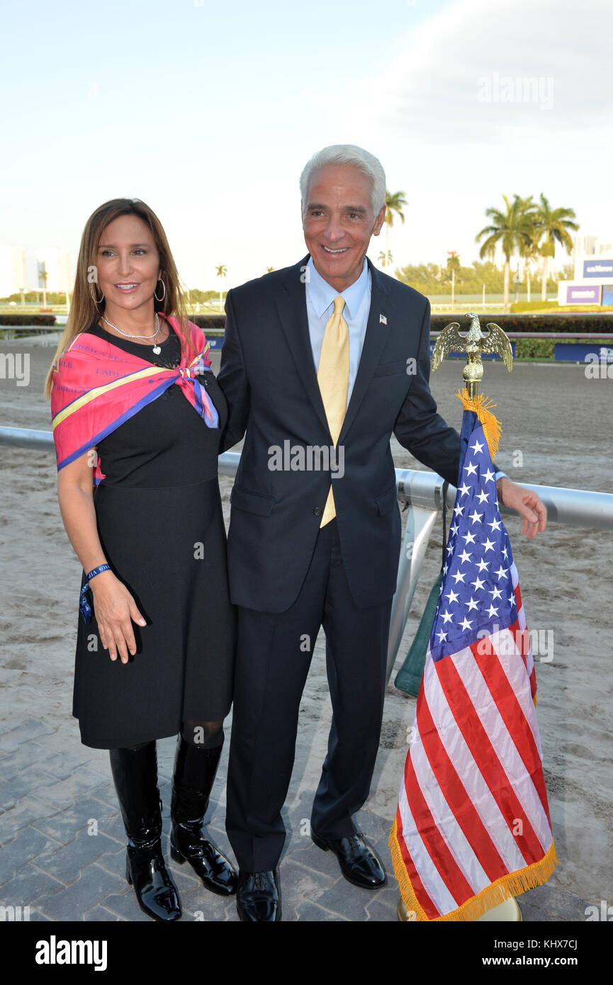HALLANDALE, FL - JANUARY 28: U.S. Representative Charlie Crist and wife ...