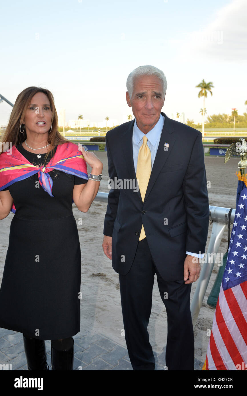 HALLANDALE, FL - JANUARY 28: U.S. Representative Charlie Crist and wife ...