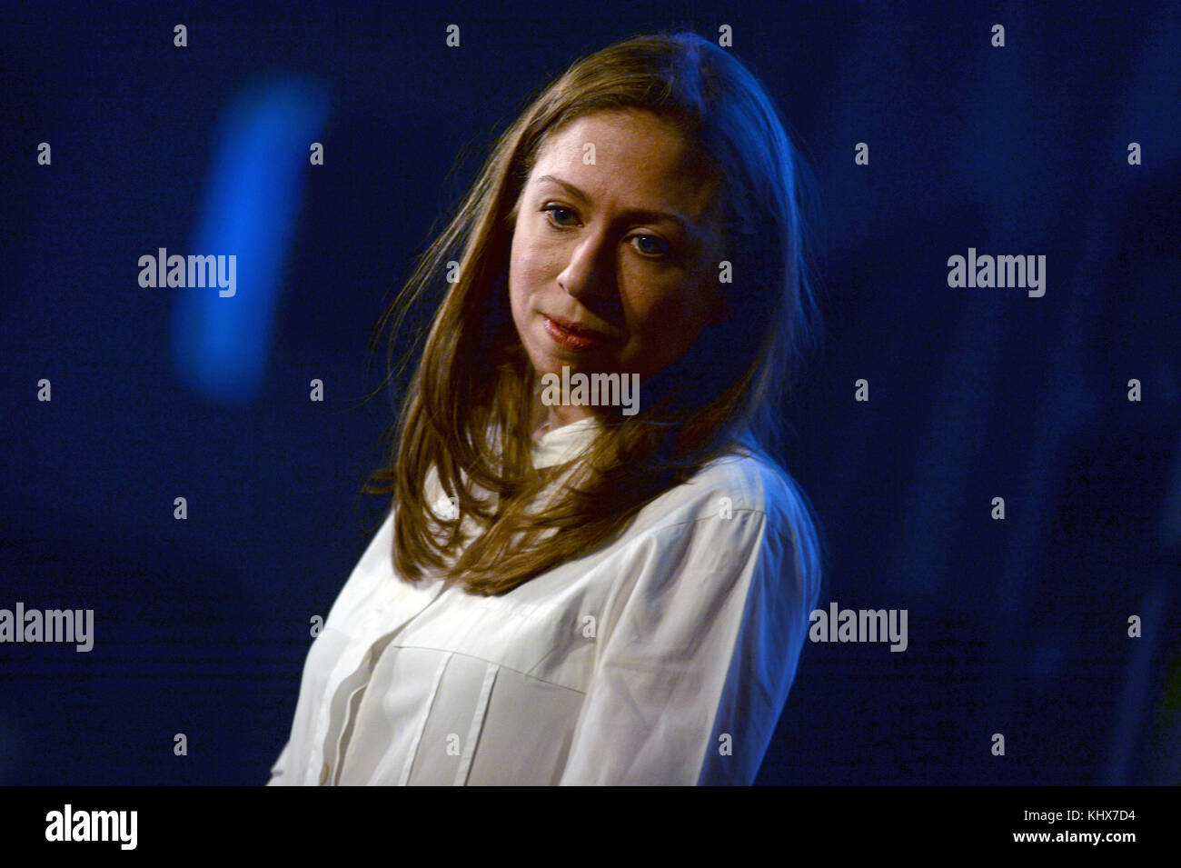 NEW YORK, NY - APRIL 04: Chelsea Clinton speaks on stage before signing ...