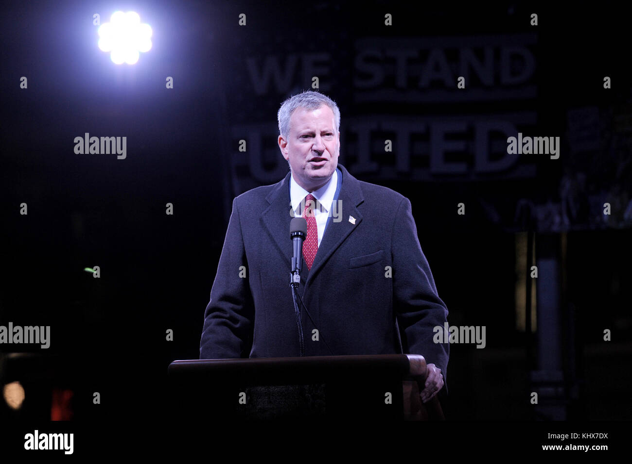 New york city mayor bill de blasio on the field hi-res stock ...