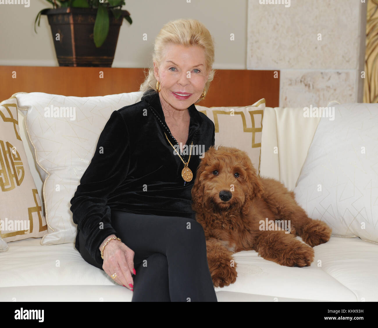 MANALAPAN, FL - JANUARY 14: Lois Pope poses for a portrait with her dog ...