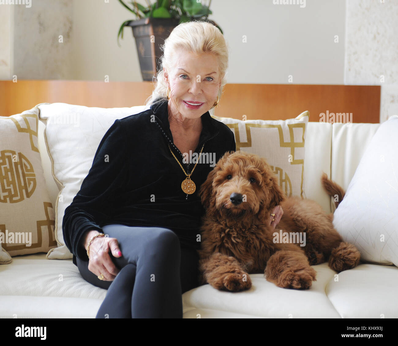MANALAPAN, FL - JANUARY 14: Lois Pope poses for a portrait with her dog ...