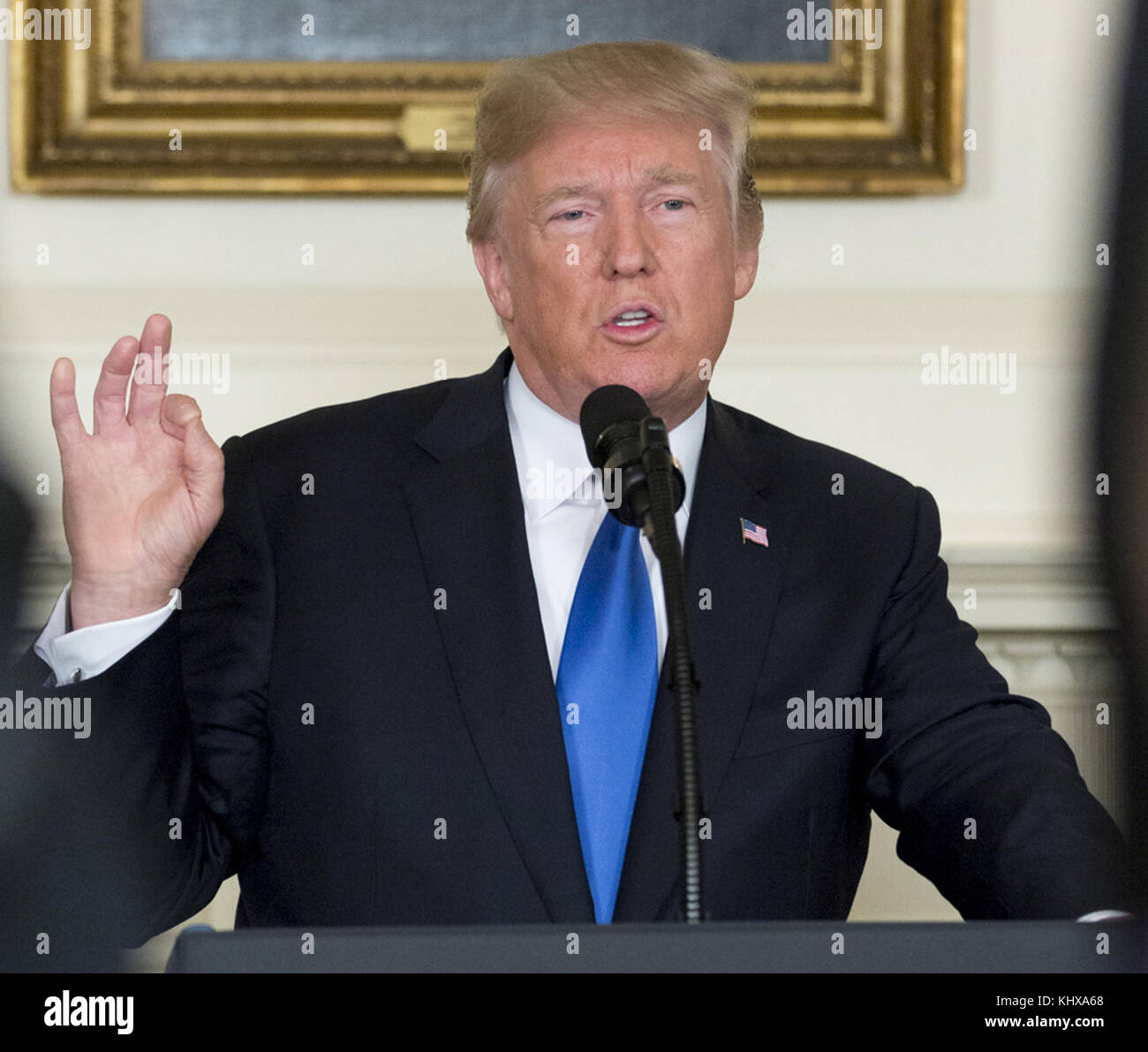 President trump in diplomatic reception room hi-res stock photography ...