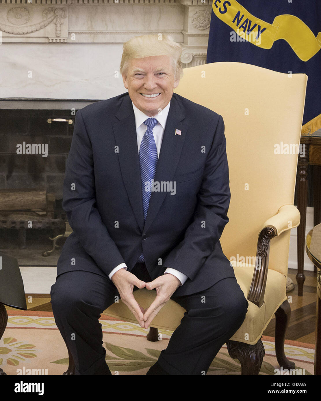 President Donald J. Trump speaks with members of the press on the ...