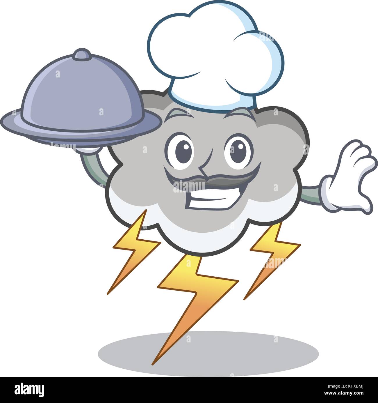 Chef with food thunder cloud character cartoon Stock Vector Image & Art ...