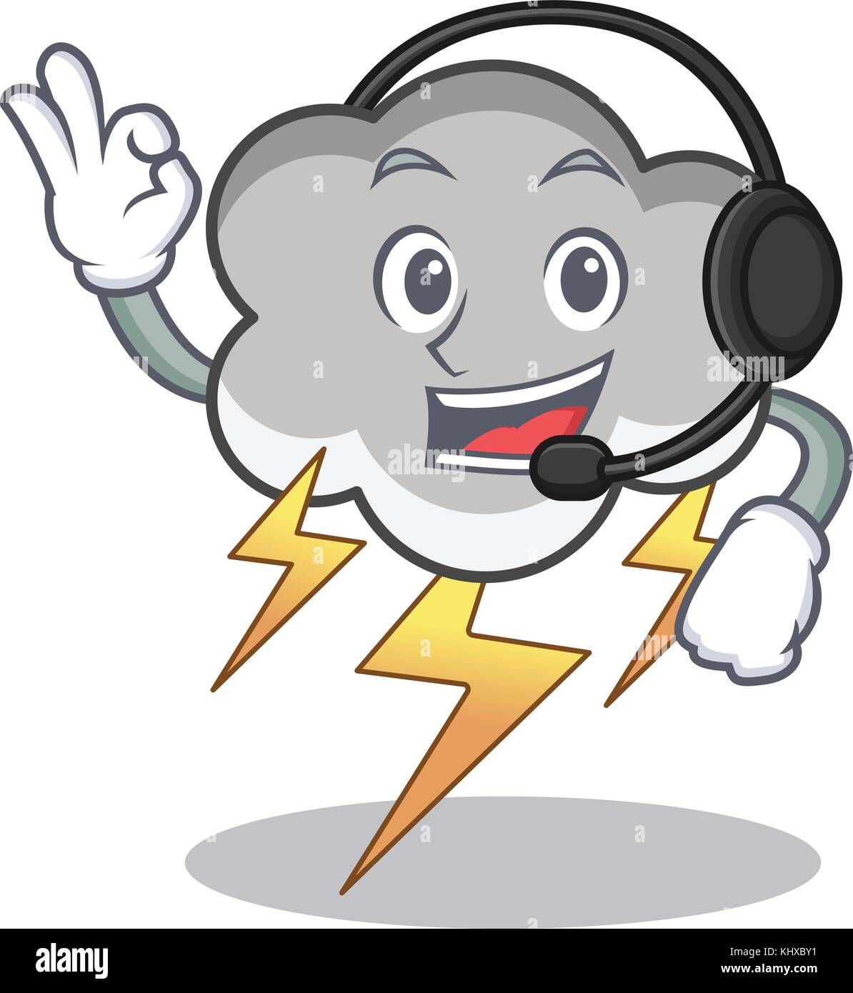 With headphone thunder cloud character cartoon Stock Vector Image & Art ...