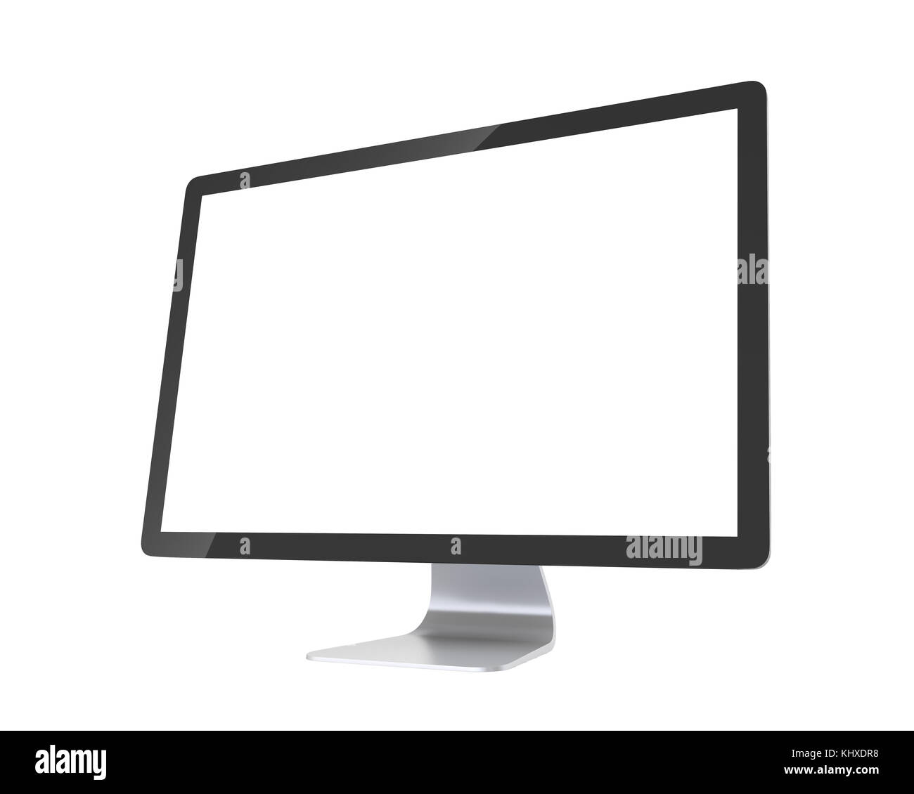 Computer Monitor with Blank White Screen Isolated Stock Photo - Alamy
