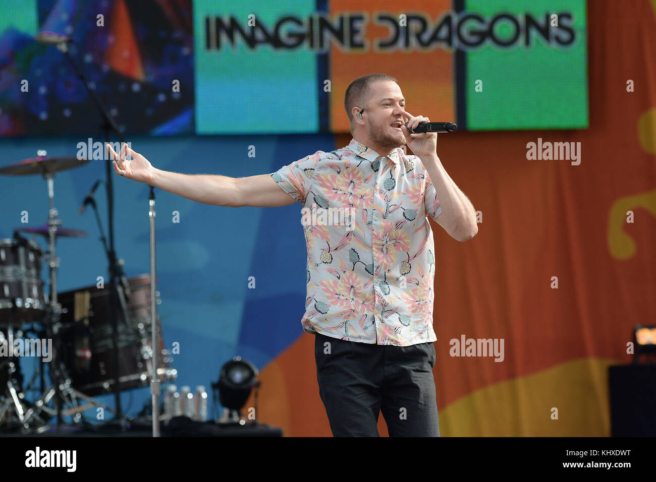NEW YORK, NY - JULY 28: Lead singer Dan Reynolds and his band Imagine ...
