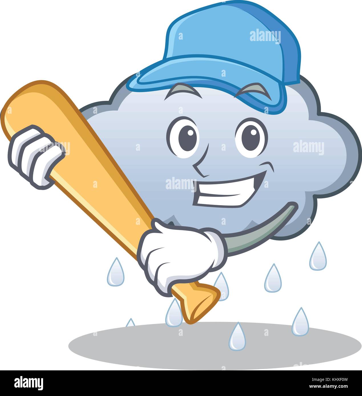 Playing baseball rain cloud character cartoon Stock Vector Image & Art ...