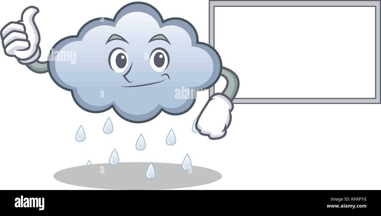 Thumbs up with board rain cloud character cartoon Stock Vector Image ...