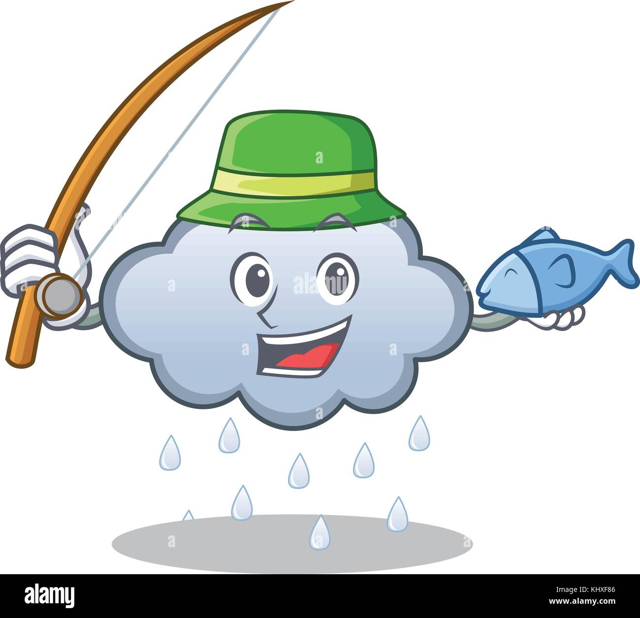 Fishing rain cloud character cartoon Stock Vector Image & Art - Alamy