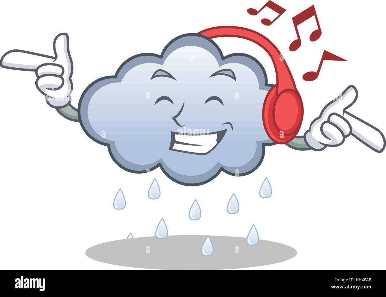 Listening music rain cloud character cartoon Stock Vector Image & Art ...