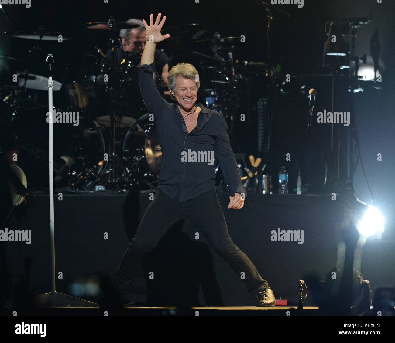 SUNRISE, FL - FEBRUARY 12: Jon Bon Jovi of Bon Jovi performs at The BB ...