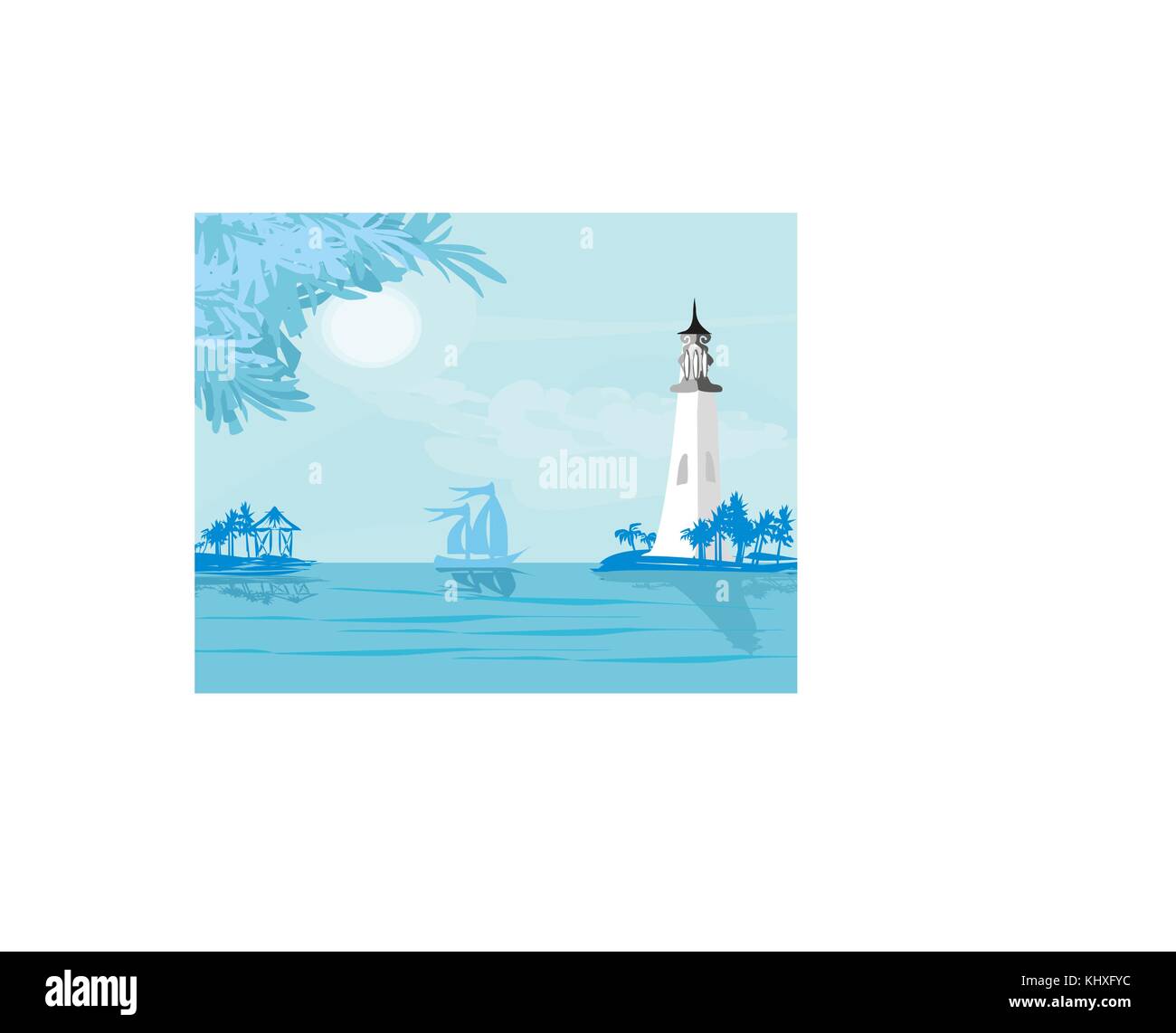 Lighthouse and palm trees Stock Vector Images - Alamy