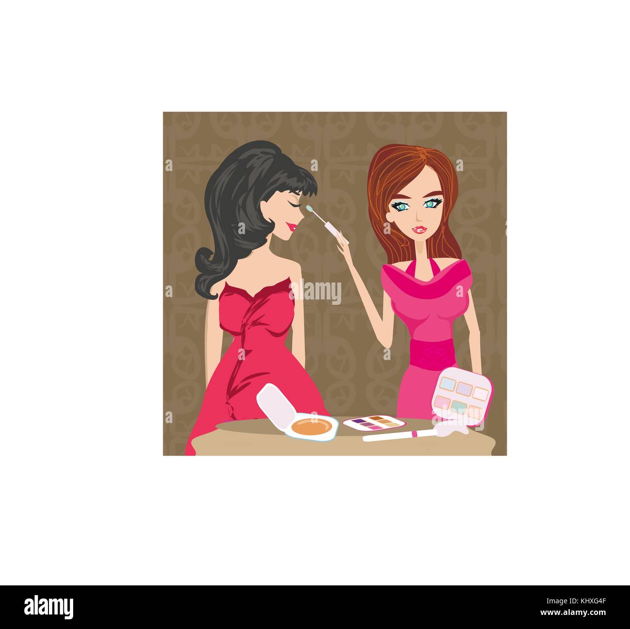 Girl makeup brush studio Cut Out Stock Images & Pictures - Alamy