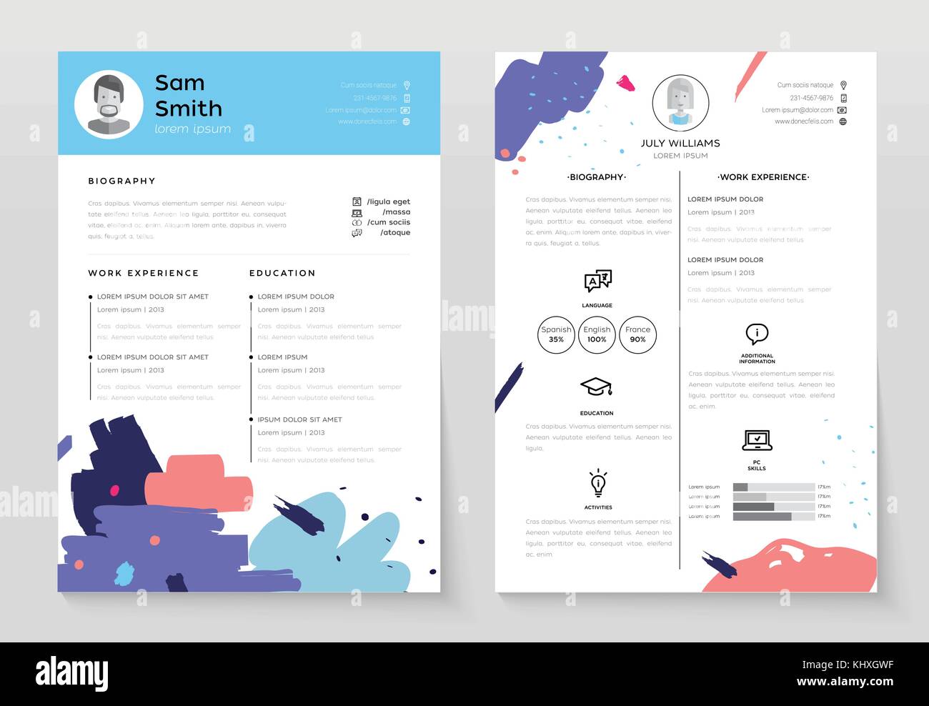 Personal CV- set of modern vector template illustrations Stock Vector ...