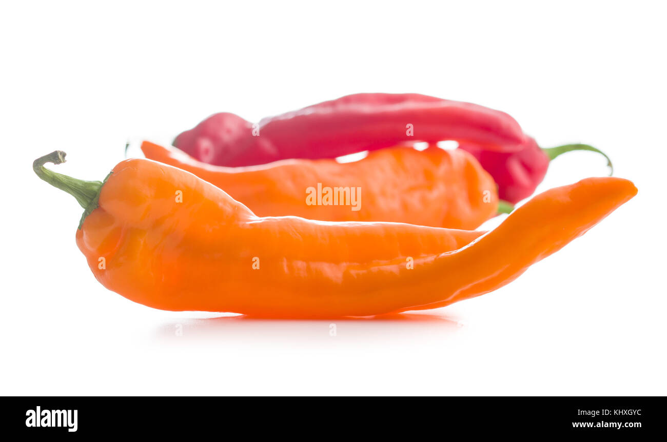 Red and orange peppers vegetable isolated on white background Stock ...