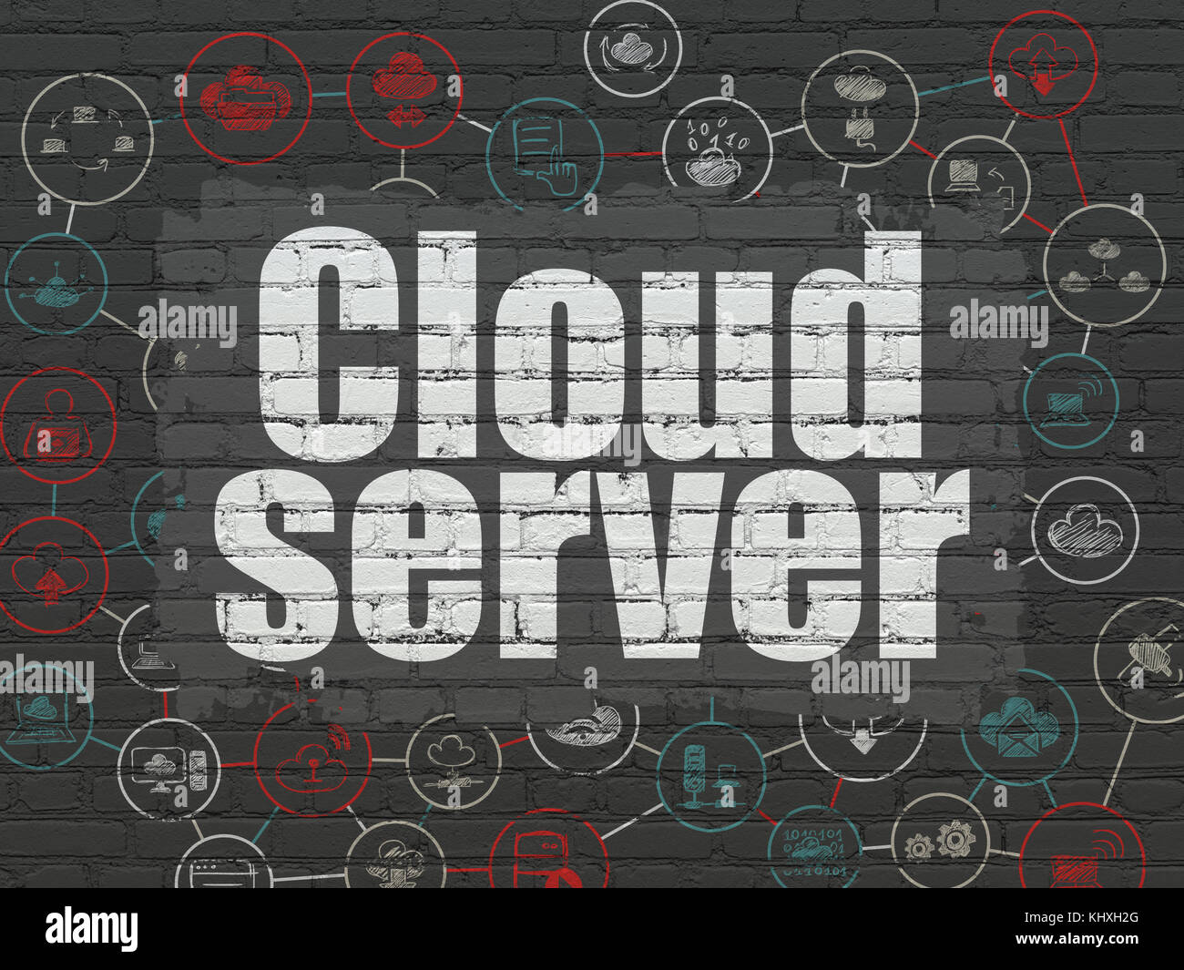 Cloud networking concept: Cloud Server on wall background Stock Photo ...