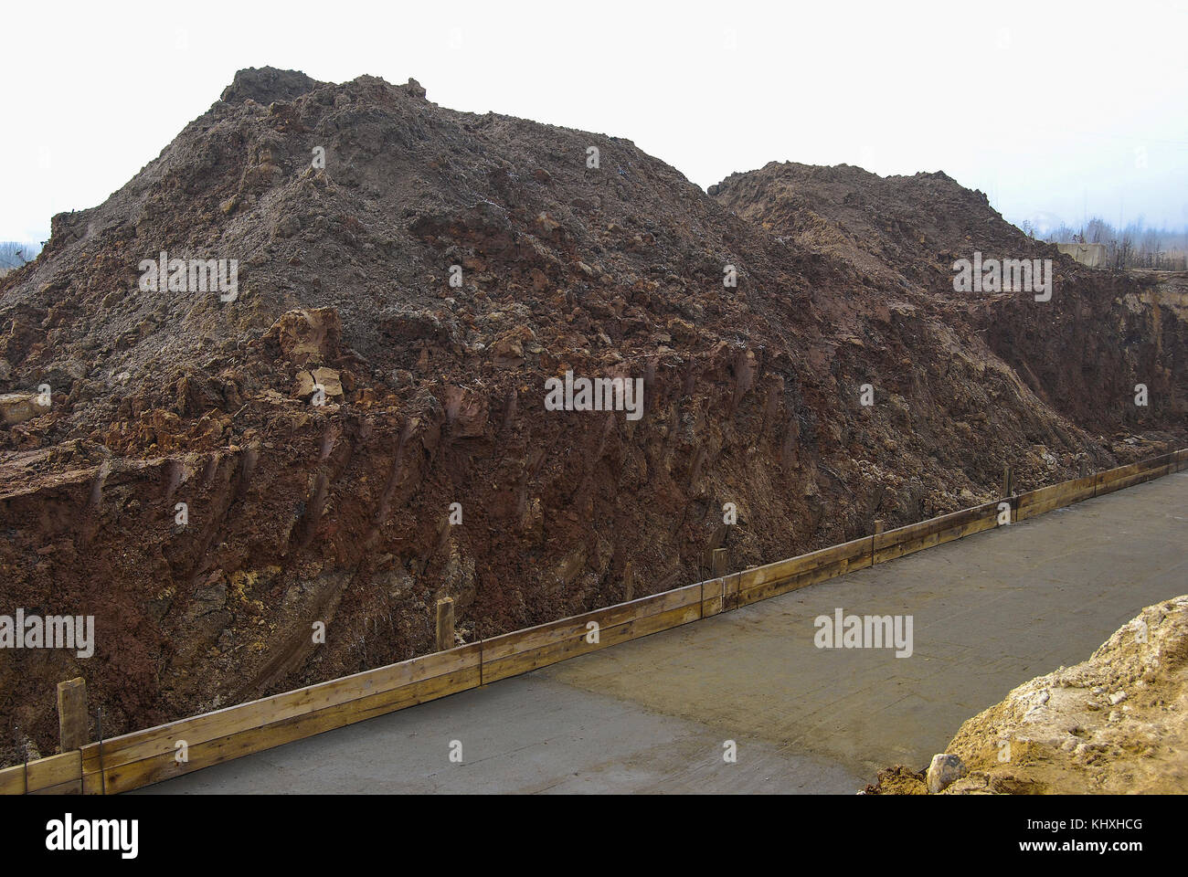 The process of building a new road, without people and construction ...